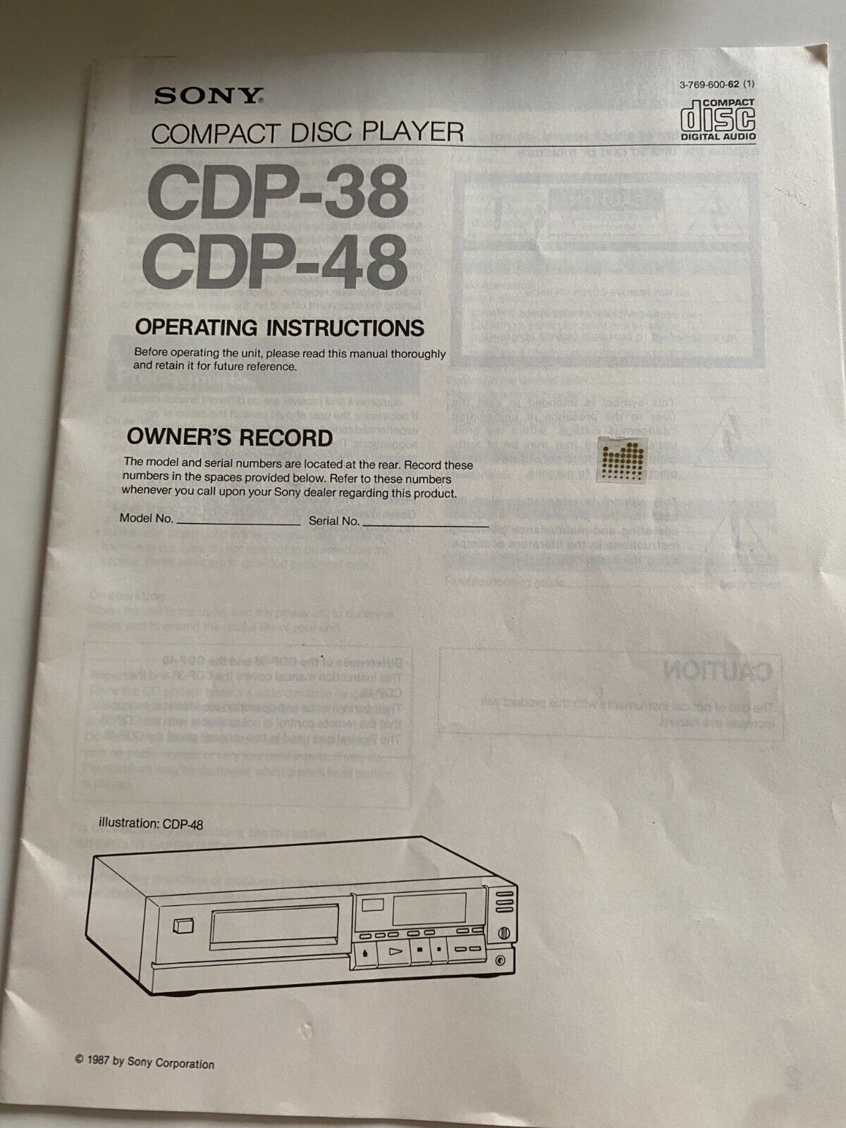 Sony CDP-21 CDP-31 CD Player Vintage ORIGINAL Manual – techrewinds