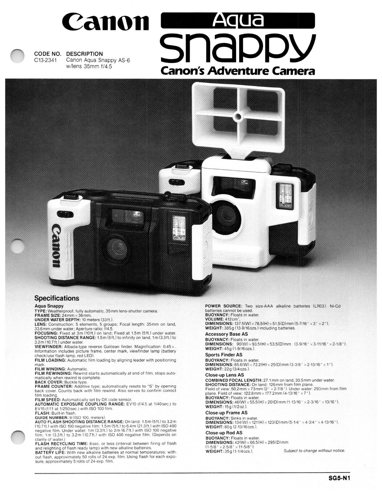 Canon Aqua Snappy 35mm film camera Vintage brochure Catalog – techrewinds