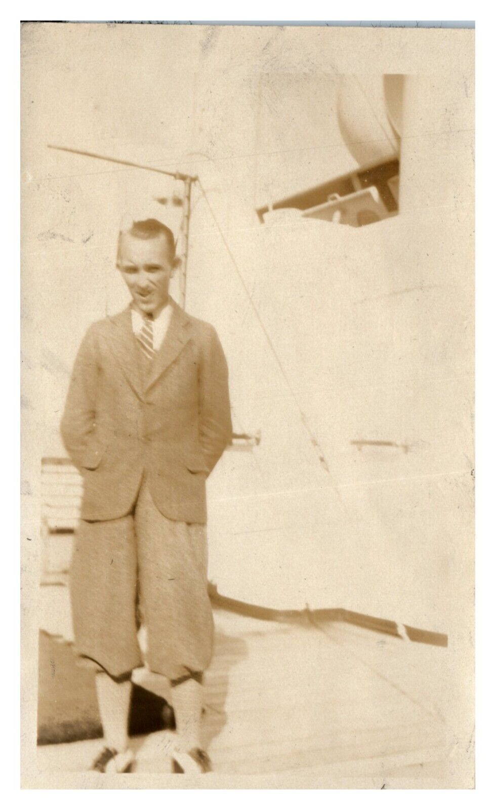 1920s Young Dapper Boy Ship Vintage Photo Snapshot – techrewinds