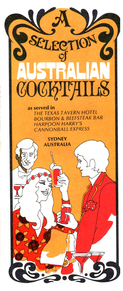 1970s Australian Cocktail Drink Menu Sydney Texas Tavern Hotel Vintage ...
