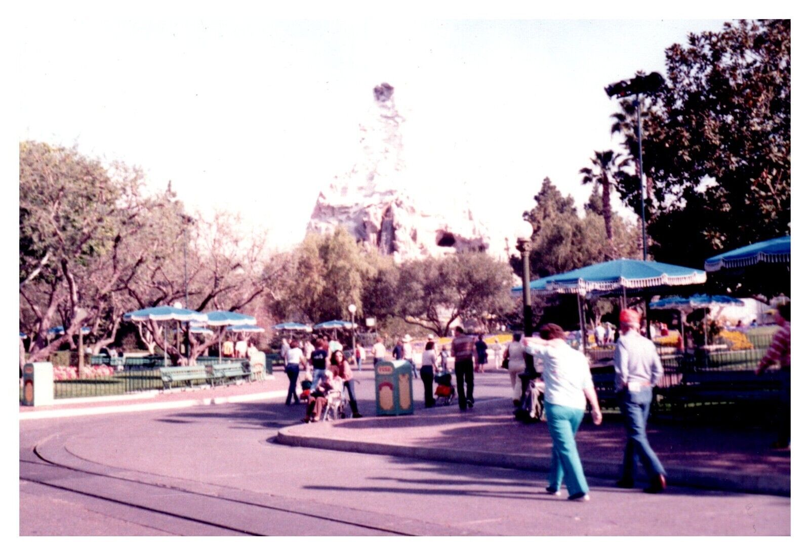1980s Disneyland Matterhorn and Park Scene with Visitors Vintage Photo ...