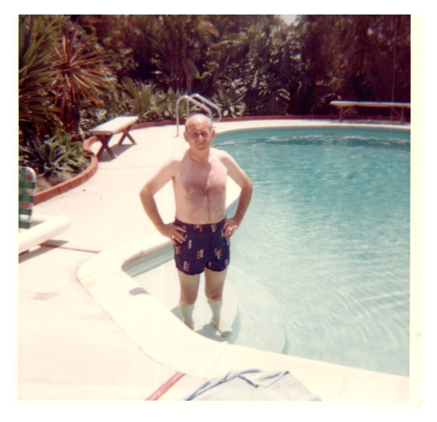 1970s Handsome Man Beer Belly Pool Vintage Photo – techrewinds