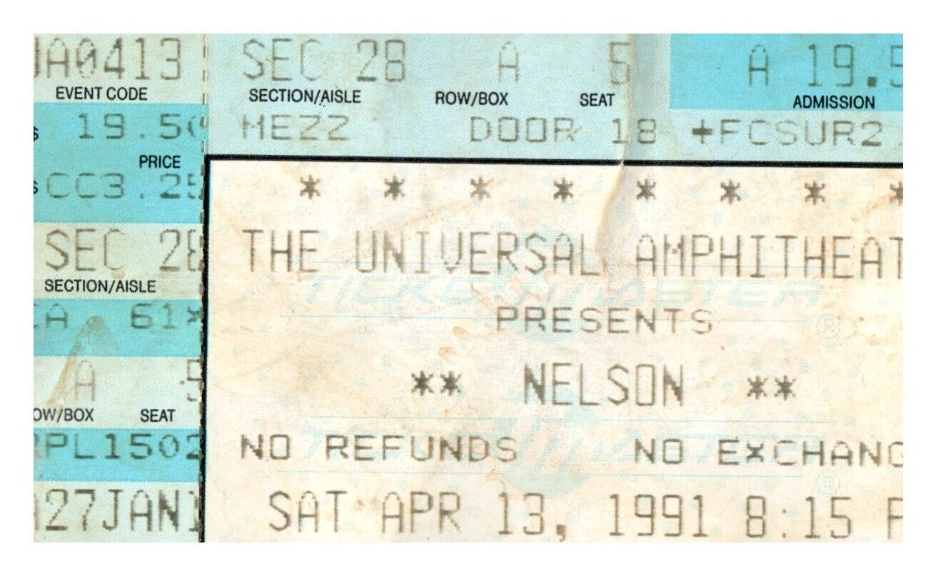 1991 Nelson Rock Band Universal Amphitheater Ticket Stub RARE – techrewinds
