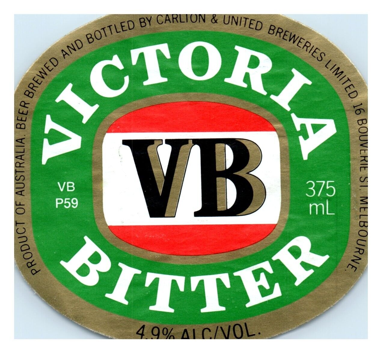 Victoria Bitter VB Beer Label – Classic Australian Brewery Collectible ...