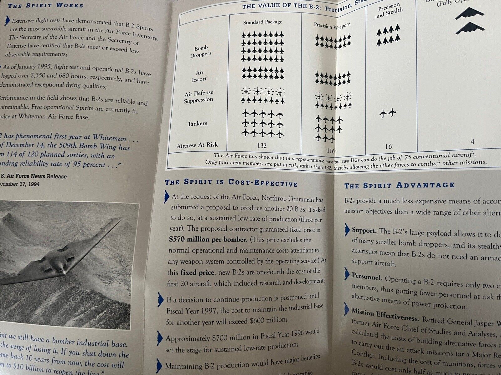 STEALTH B-2 BOMBER STEALTH BOMBER NORTHROP VINTAGE BROCHURE – techrewinds
