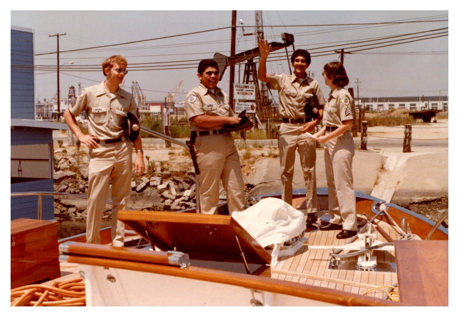1970s LAPD Police Officer on Boat Los Angeles Vintage Photo – techrewinds