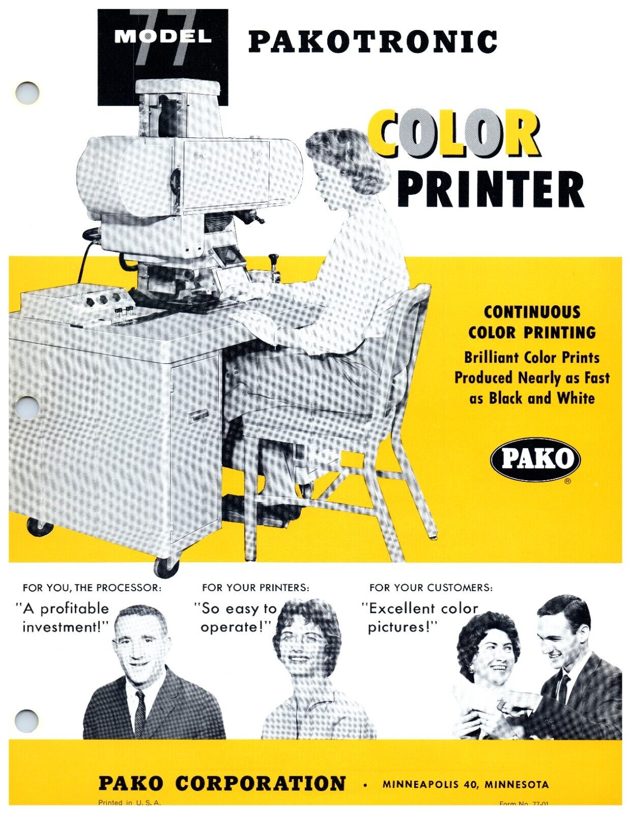 1950s Pako PAKOTRONIC Model 77 Color Photo Printer Pin up Girl Vintage ...