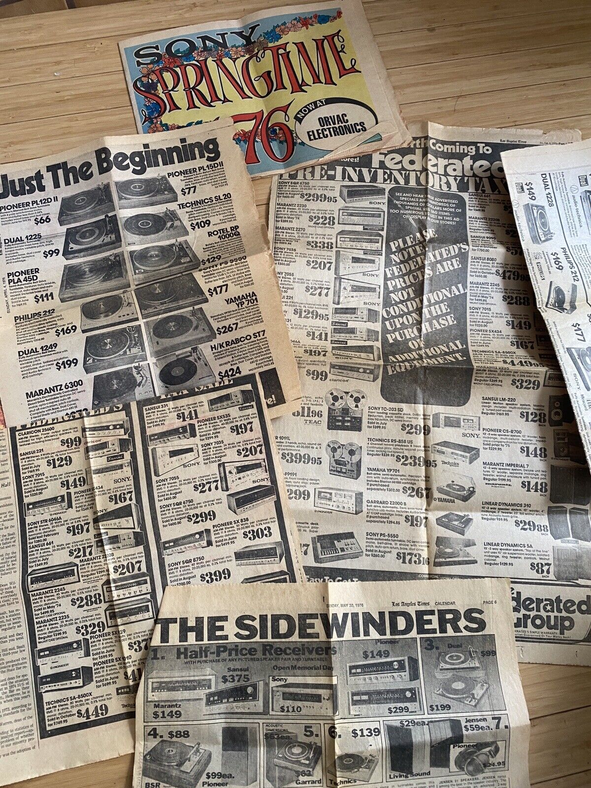 1970s 6 LOT Sony Pioneer Sansui VINTAGE NEWSPAPER Hifi Audio Gear ...