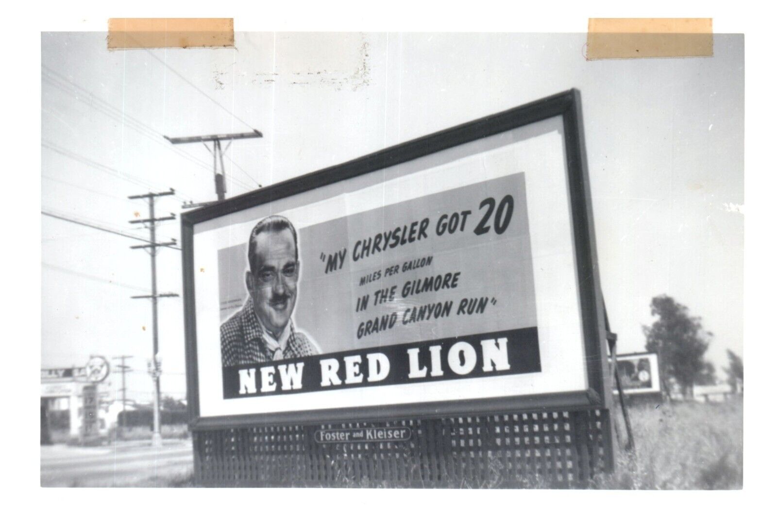 1940 Chrysler Highway Billboard Sign Red Lion Vintage Snapshot Photo L ...