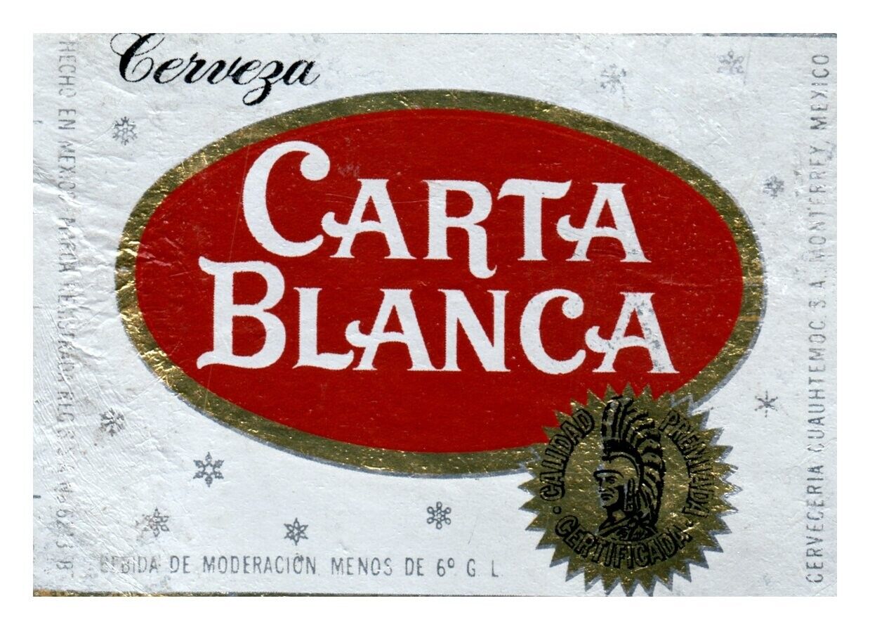1950s Carta Blanca Mexican Beer Label – Cerveza Monterrey Brewery Coll ...
