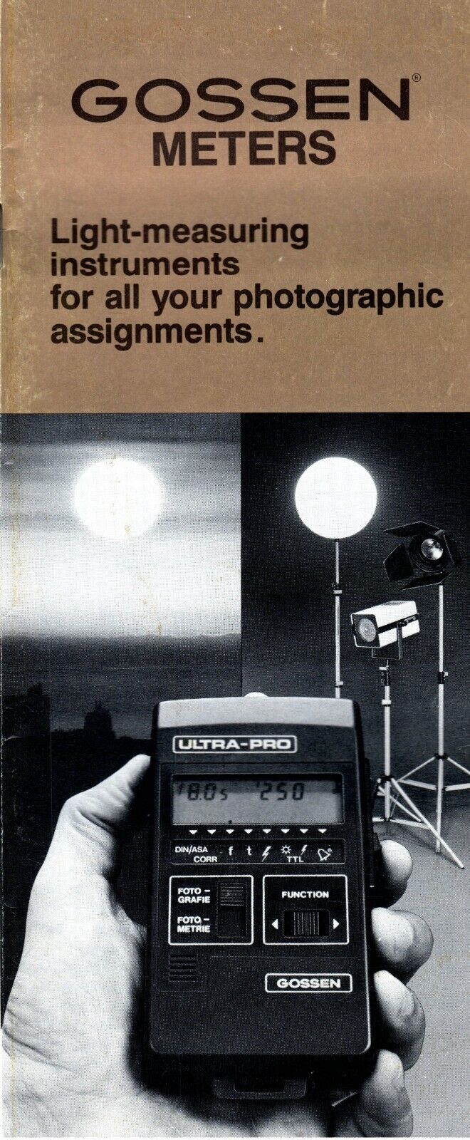 1980s GOSSEN Vintage Camera Light METERS Dealer Brochure Pamphlet ...