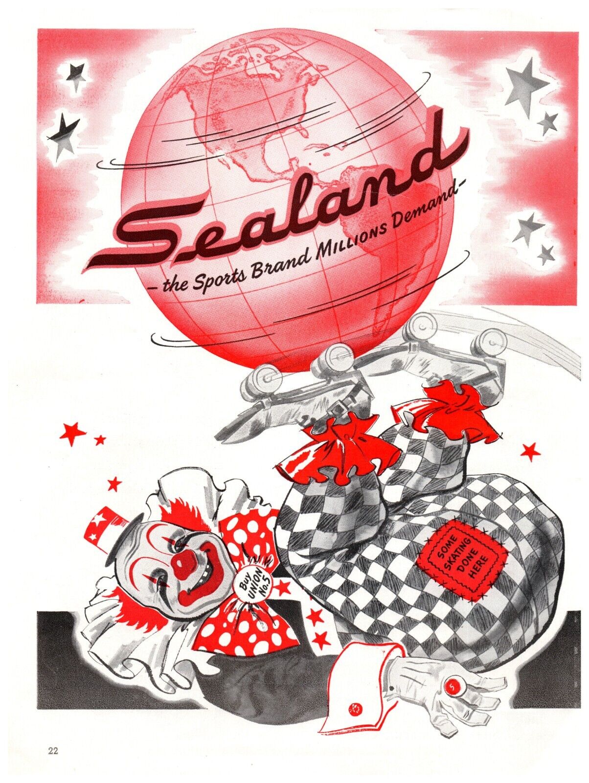 1950s Sealand Roller Skates Clown Circus Original Vintage PRINT AD ...