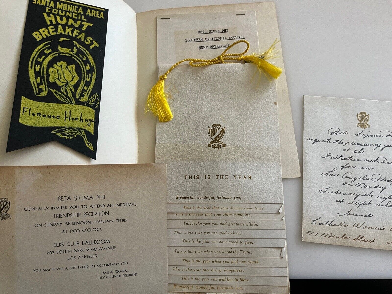 1950s Beta Sigma Phi Santa Monica Area Hunt Breakfest Invitation ...