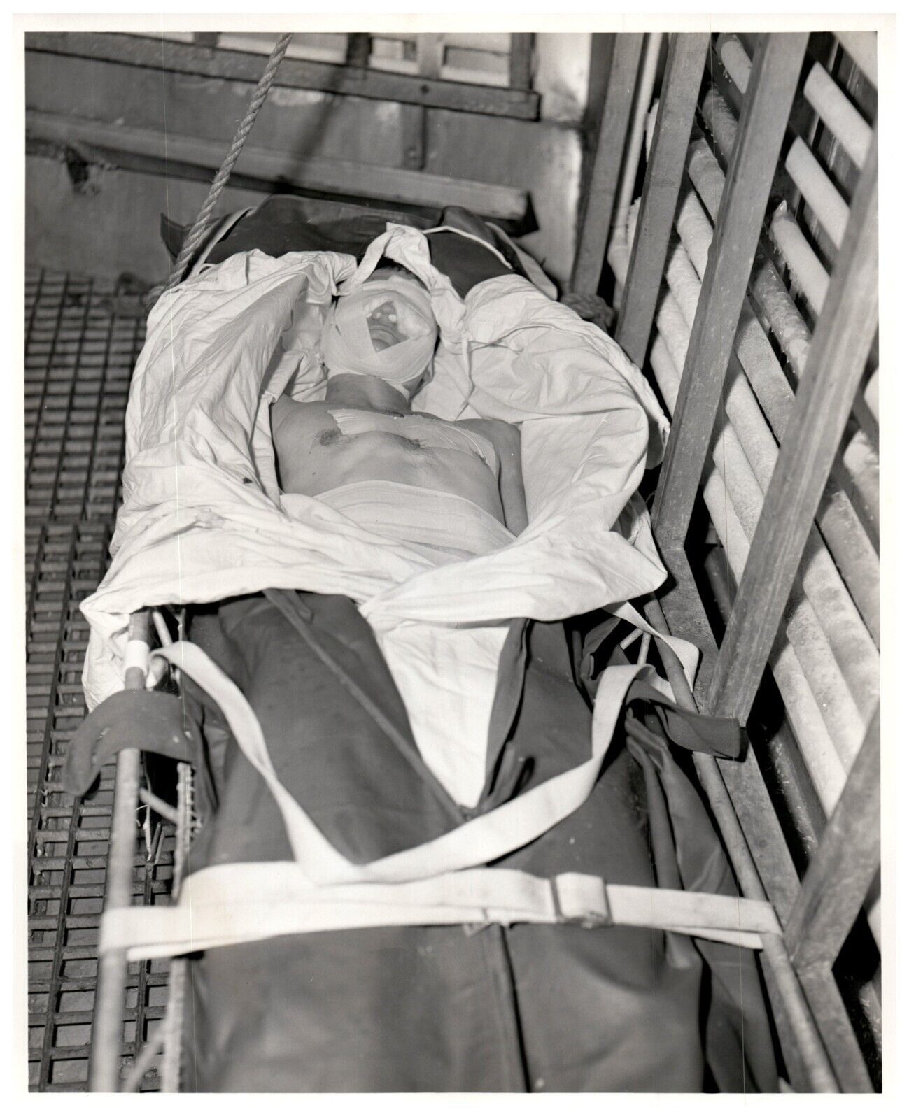 1950s WWII Medical Evacuation Soldier on Stretcher Odd Vintage Photo 8 ...