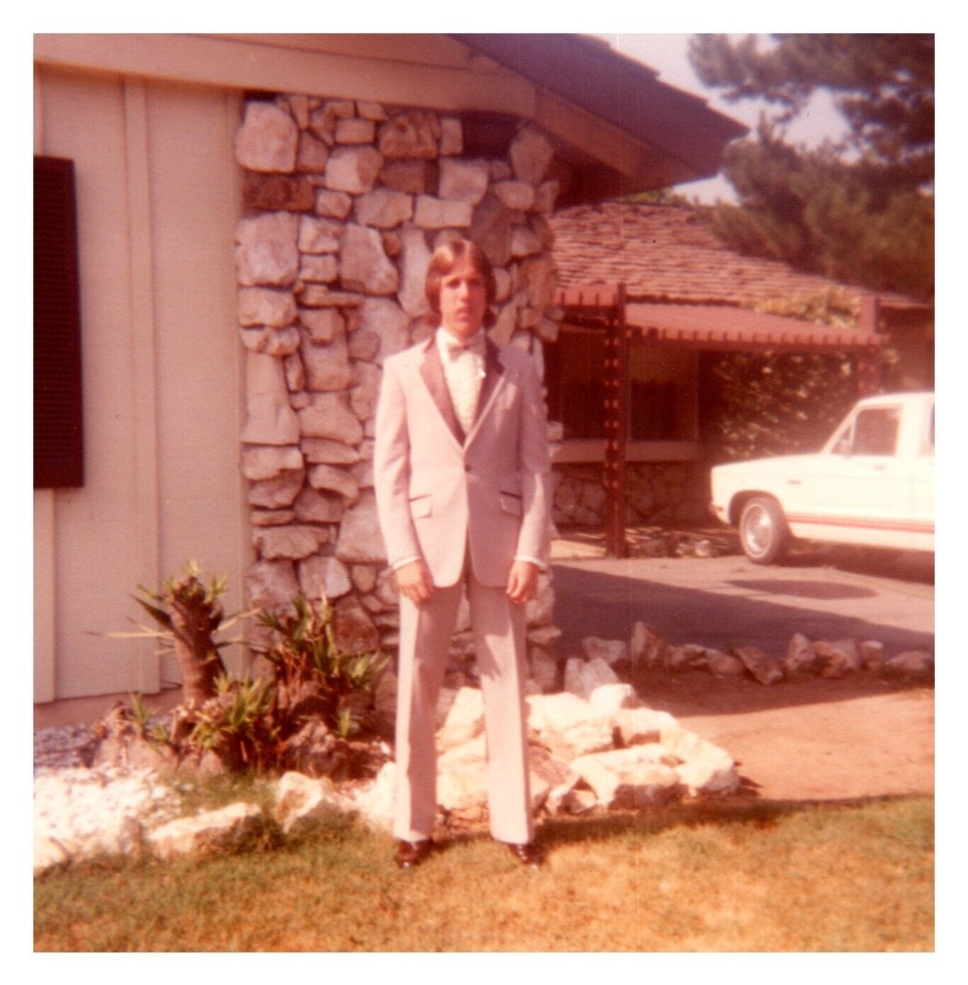 2000s Teen Boy in Prom Suit Standing Front of House vintage photo ...