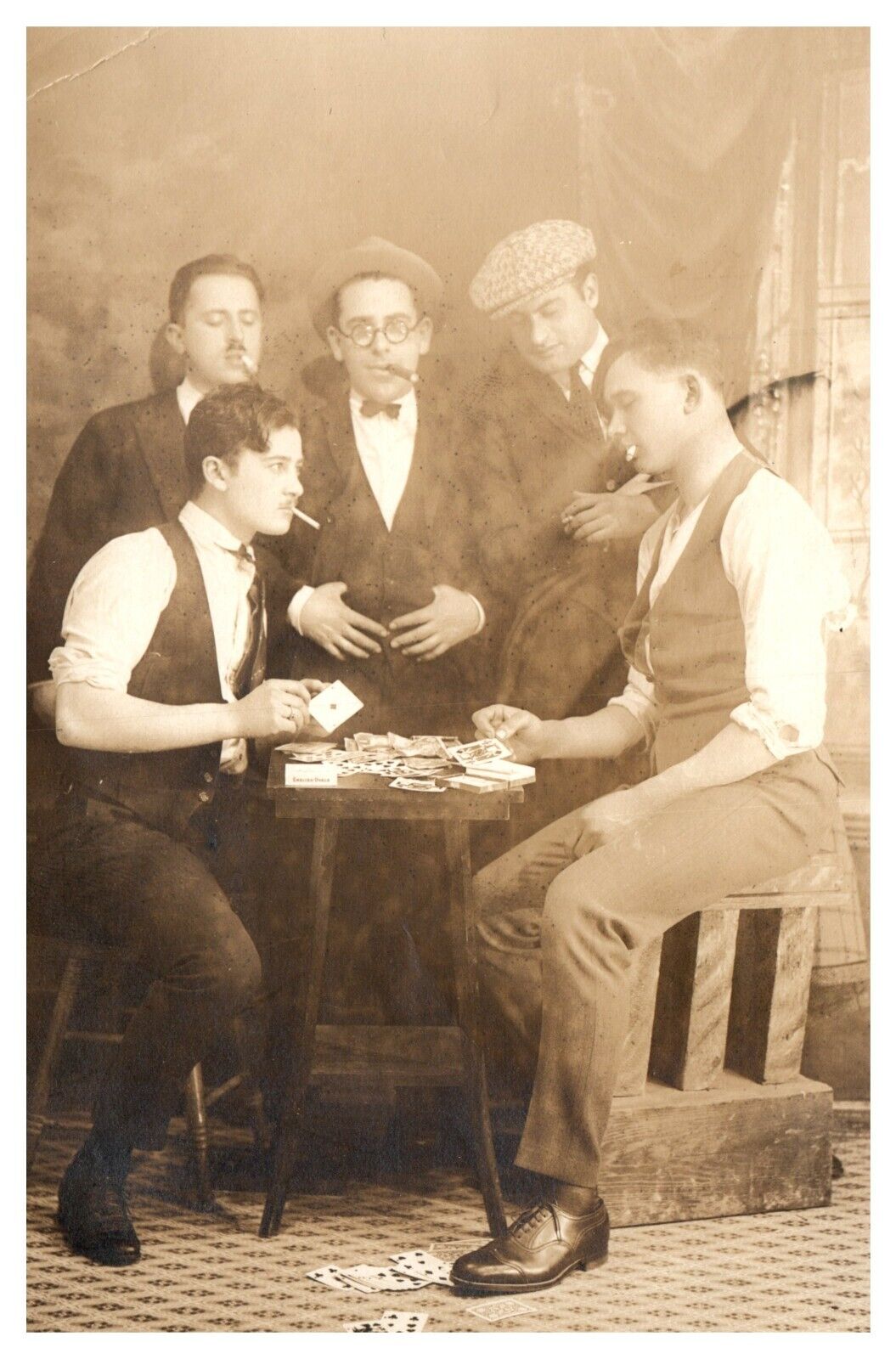 1920s Gangsters Playing Poker Smoking Cigar Vintage Photo – techrewinds