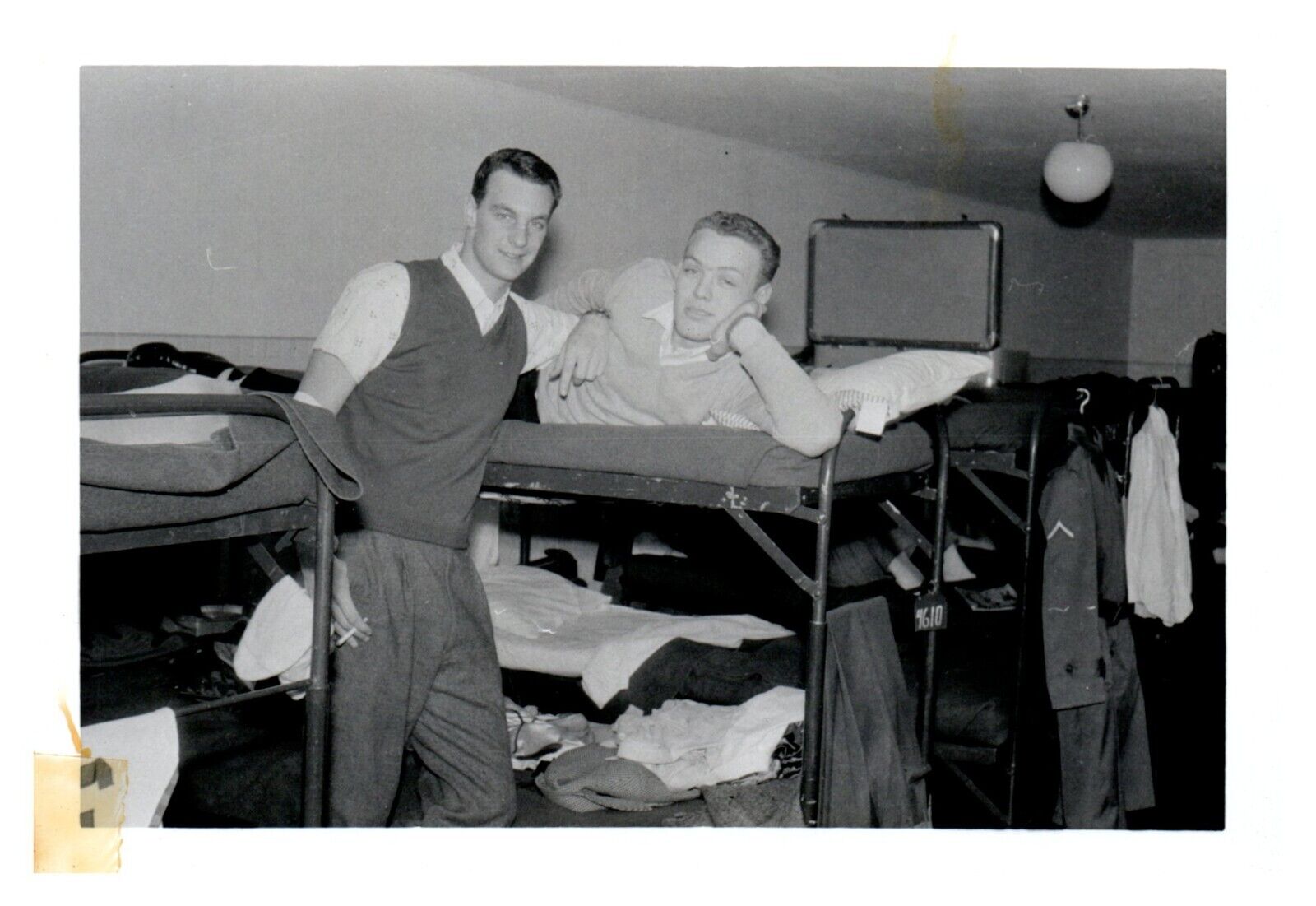 1950s Army Barracks Soldiers Relaxing in Dormitory Vintage Photo ...