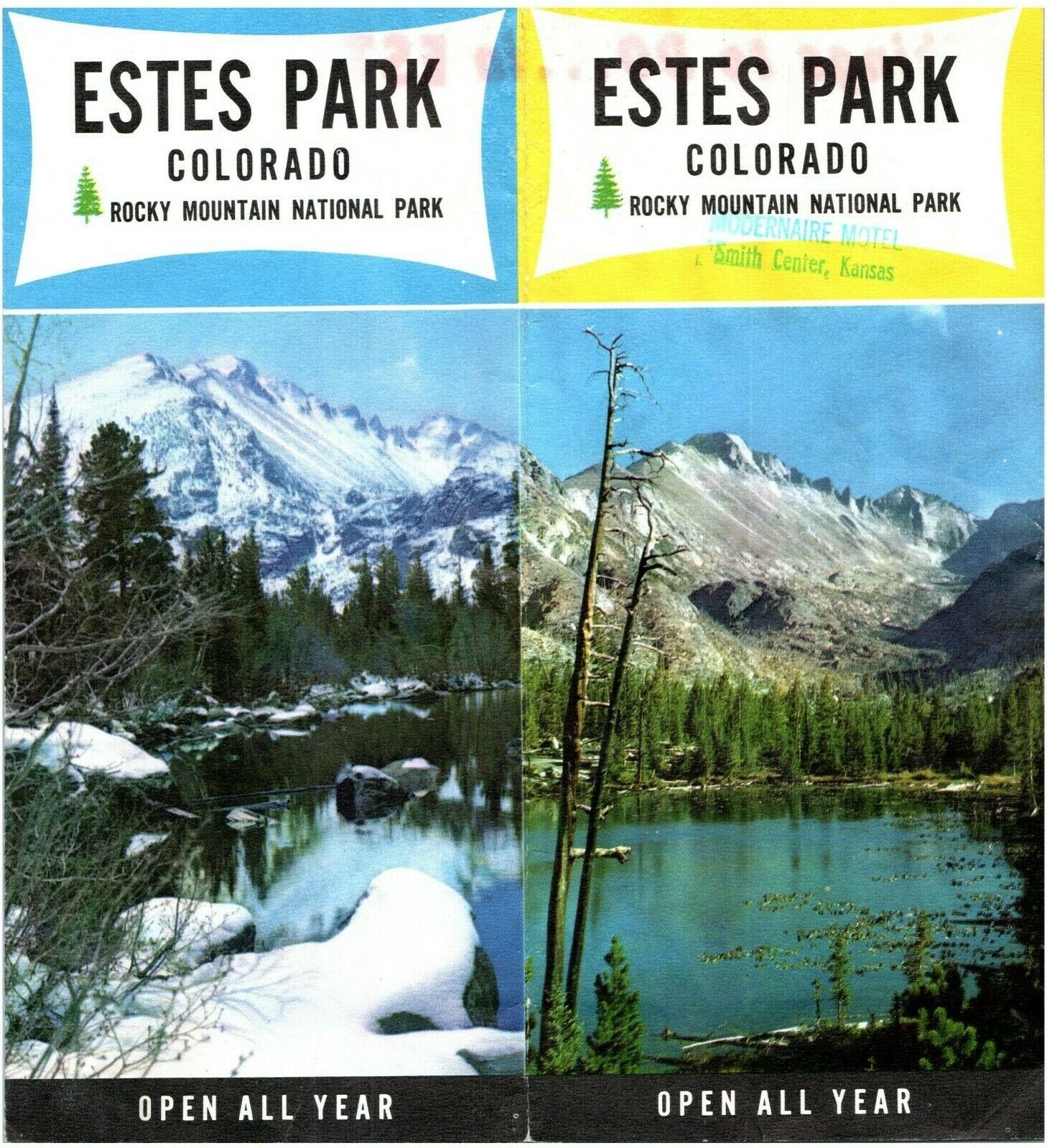 Vintage Estes Park Colorado Travel Brochure Rocky Mountain National Pa ...