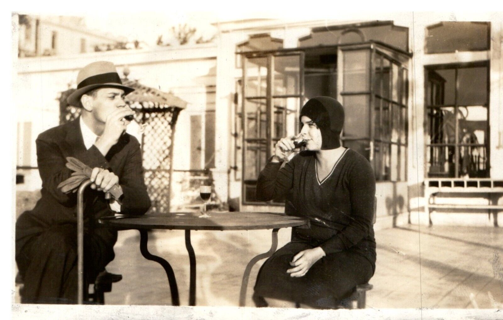 1920s Flapper Girl Drinking Wine France Vintage Photo Snapshot ...