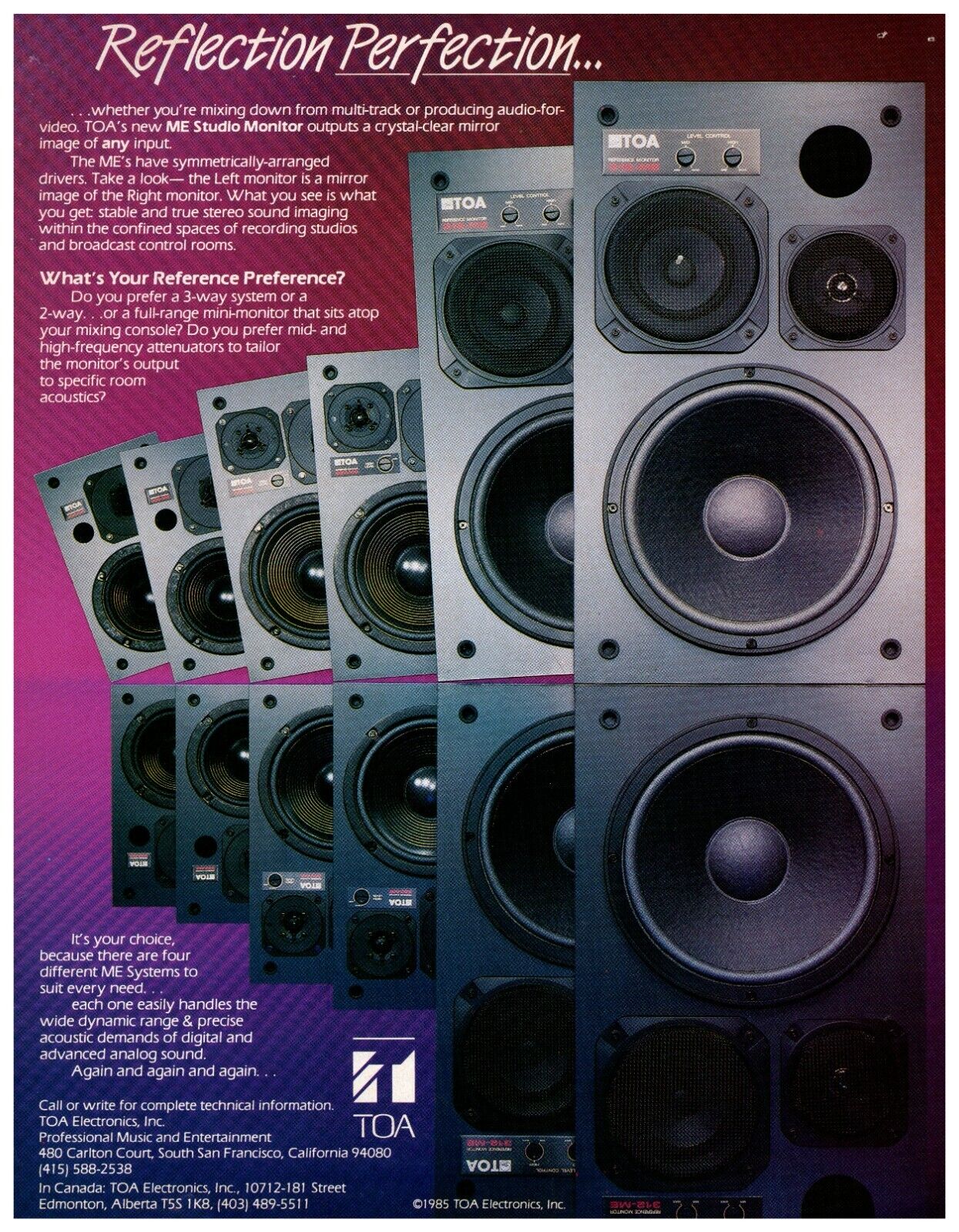 1985 TOA ME Studio Monitor Speakers Vintage Music Room Man Cave Print ...