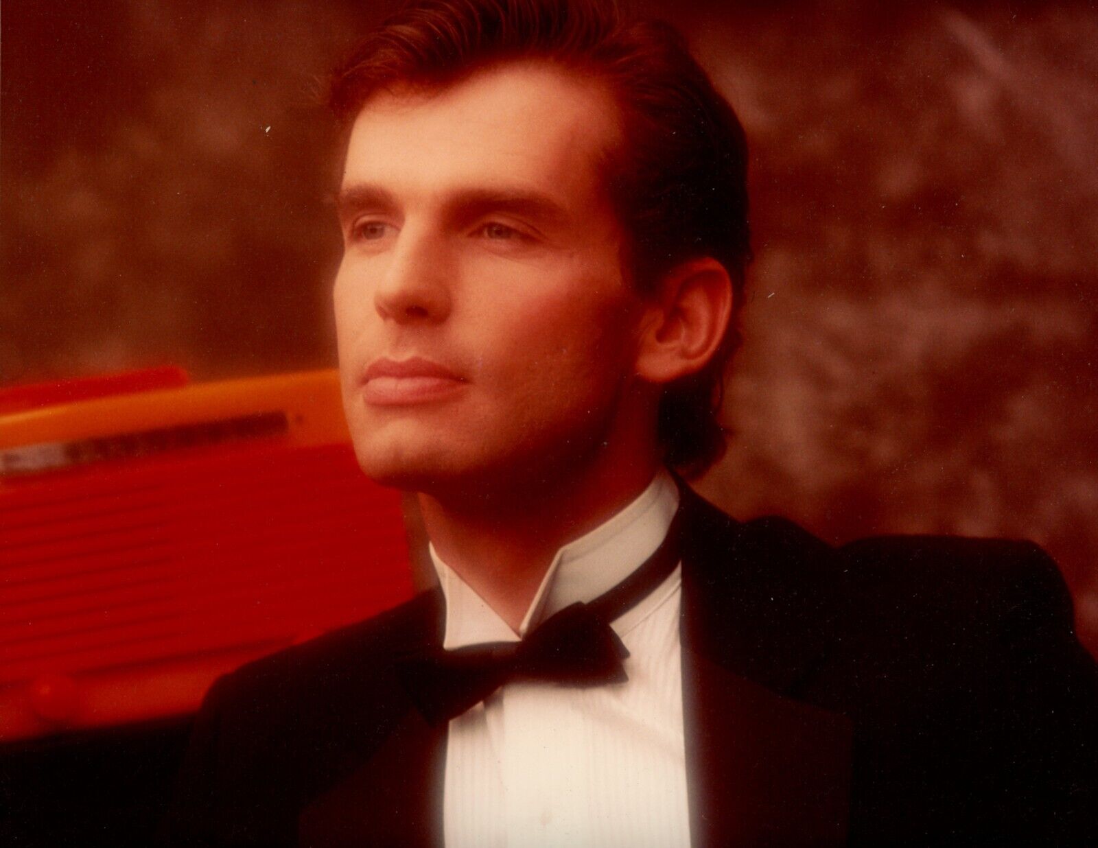 1980s Handsome Man in Tuxedo Glamour Portrait gay int Vintage Large Fo ...