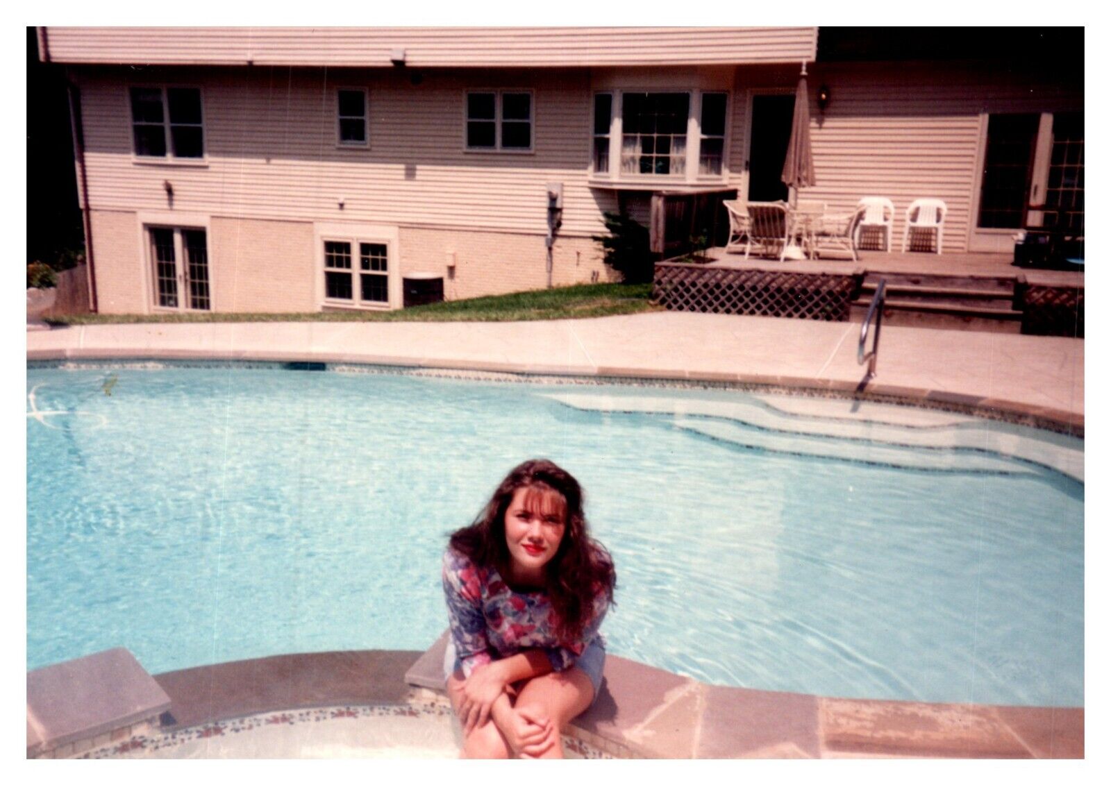 1990s Pretty White Girl Pool Swimsuit East Los Angeles Vintage Photo ...