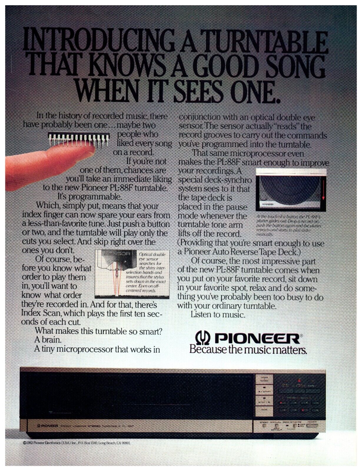 1980s Pioneer PL-88F Front Load Turntable Record Player Vintage Print ...