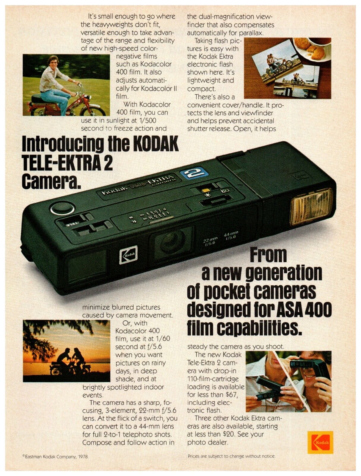 1970s Kodak Film Camera Kodacolor Tele-extra 2 Vintage Print Ad ...