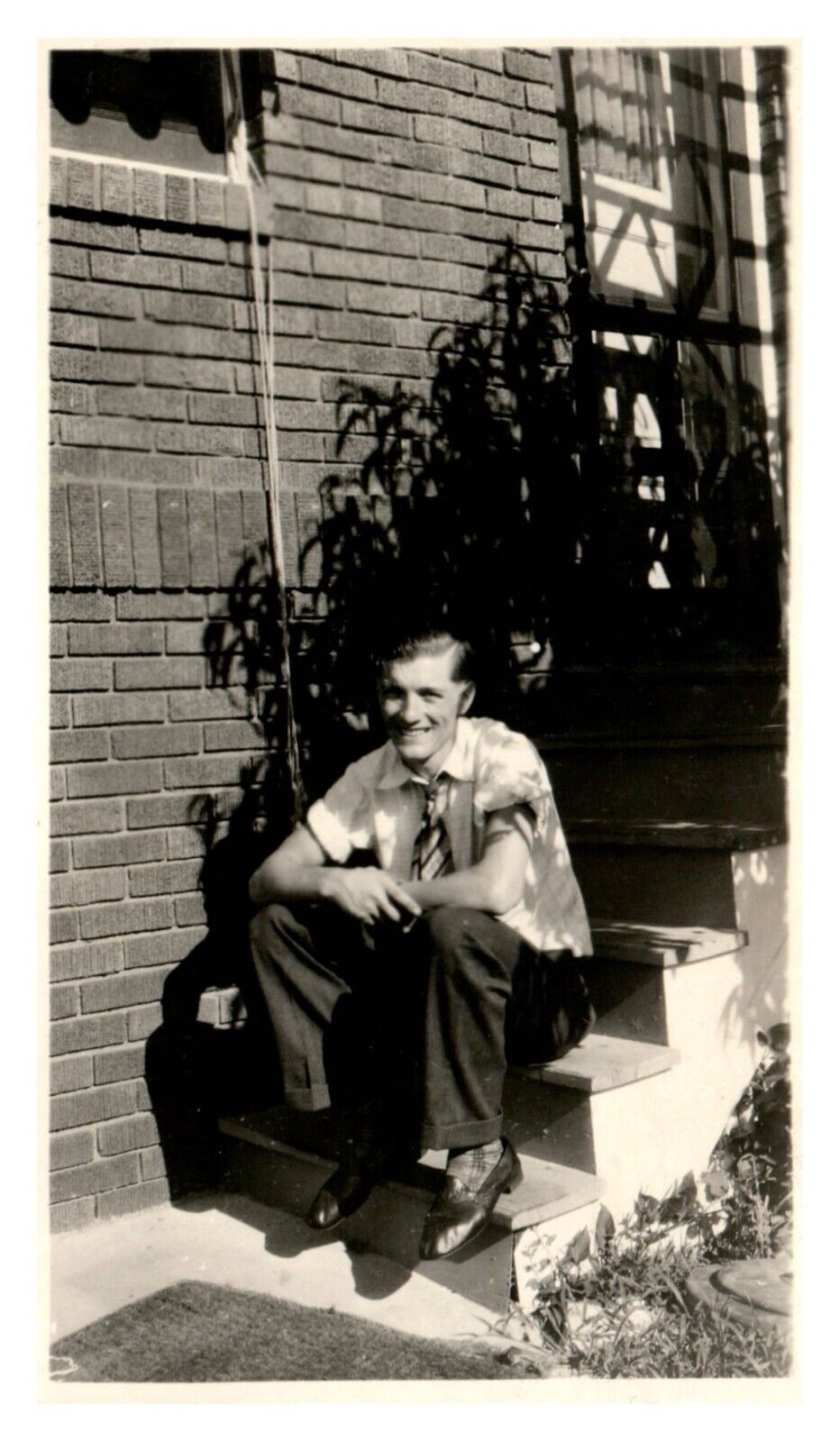 1950s Guy Smoking Cigs Outside Vintage Photo – techrewinds