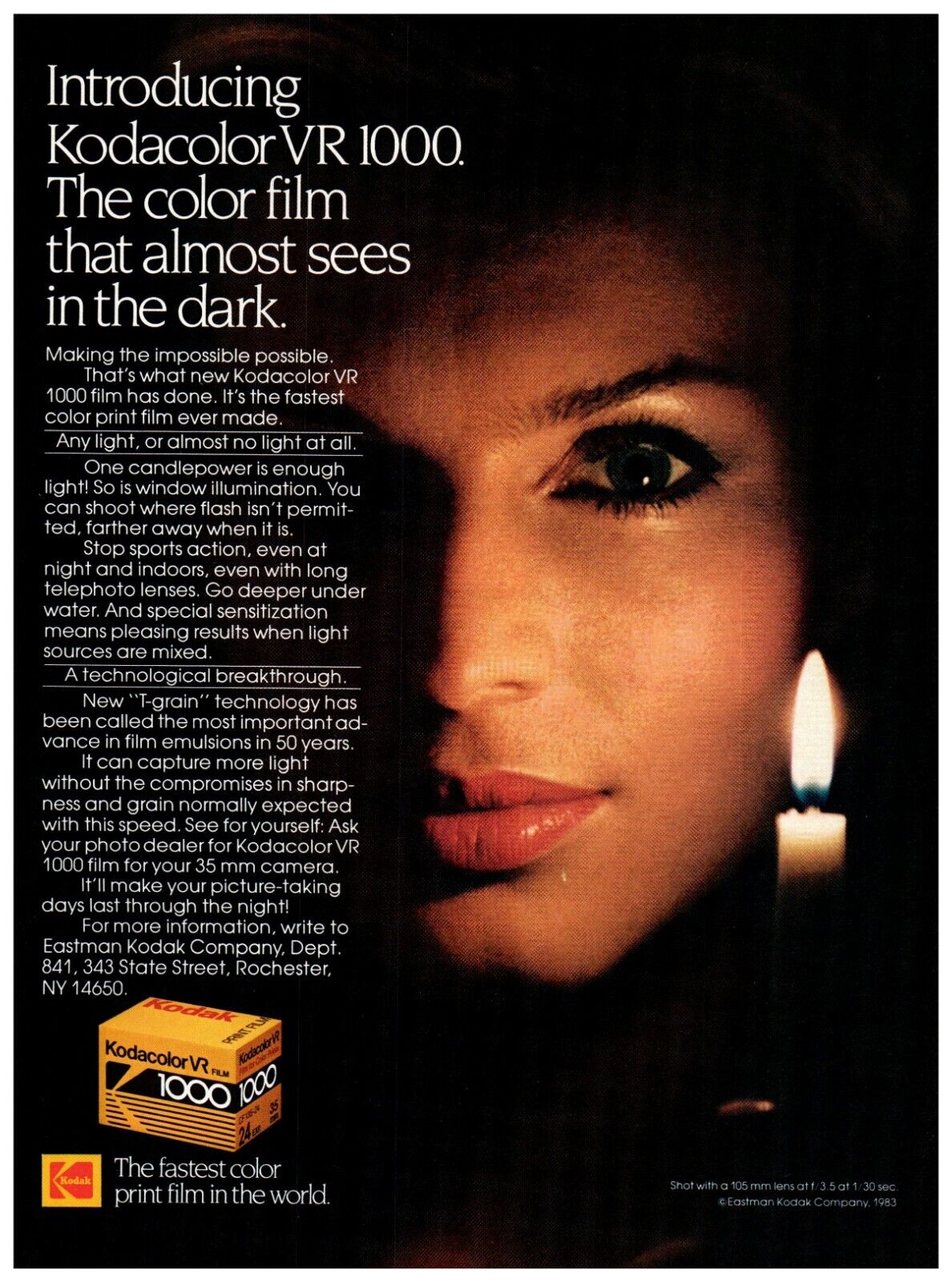 1970s Kodak Film Camera Kodacolor VR 100 Candle Vintage Print Ad ...