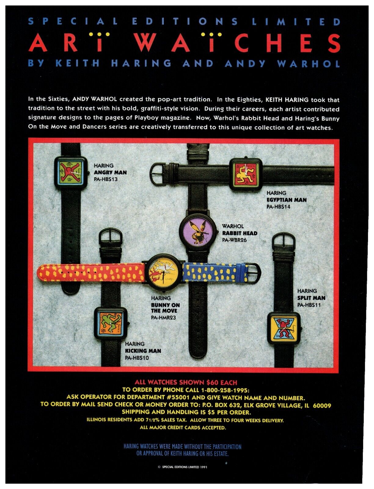 1991 ART WATCHES by Keith Haring and Andy Warhol Swatch - Vintage Prin ...