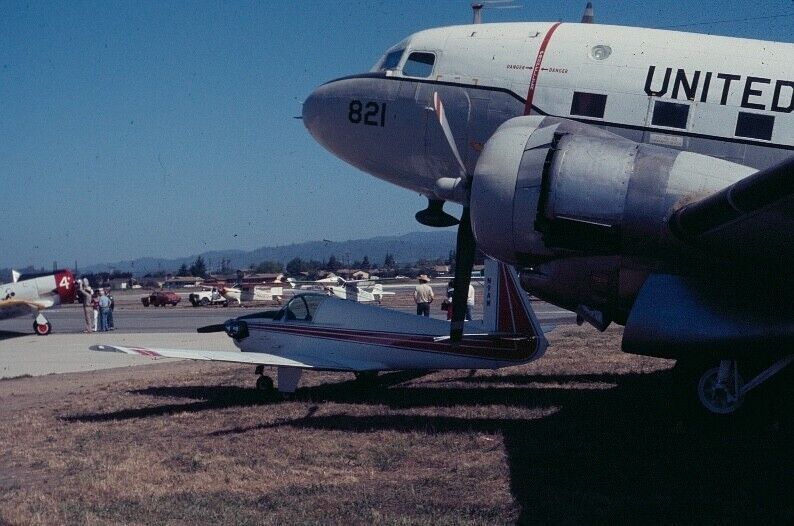 1960s United Airlines Airplane at Airfield Planes 35mm Slide Vintage P ...
