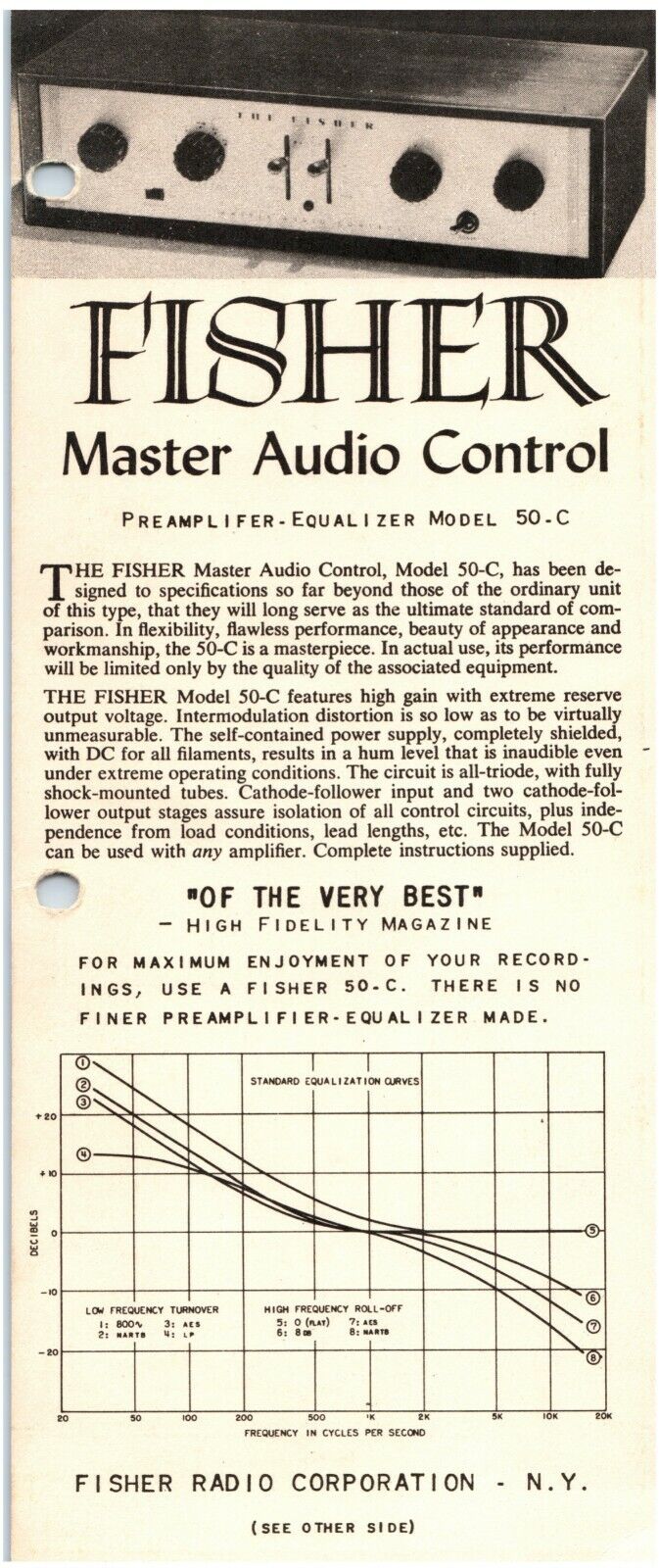 1950s Vintage The Fisher Master Audio Control Brochure Pamphlet New Yo – techrewinds
