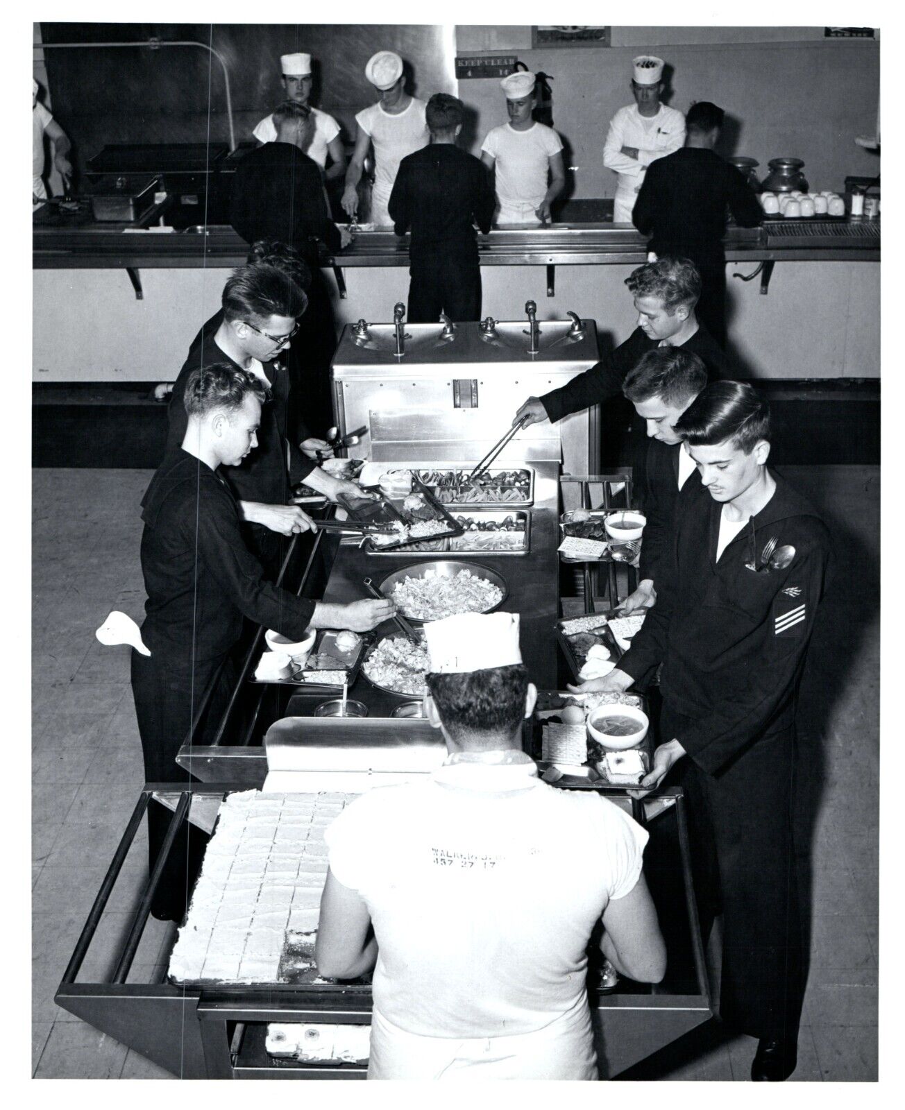 1950s WW2 Military Men Cafeteria Vintage Photo 8x10 – techrewinds