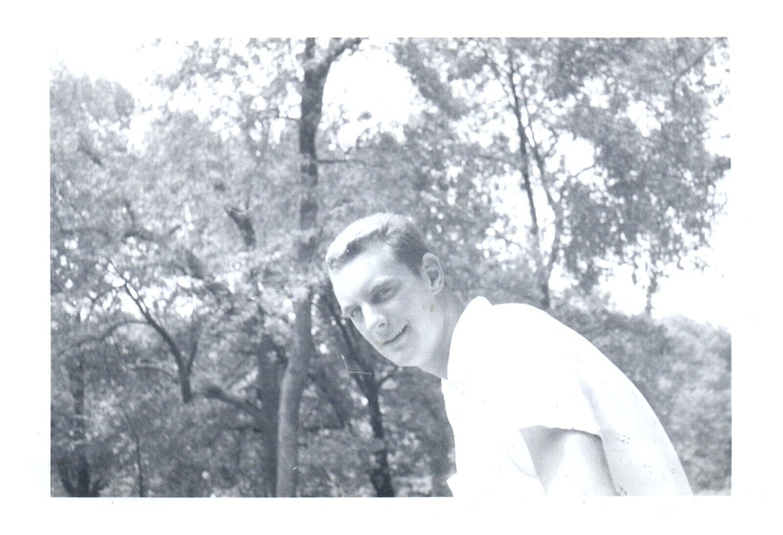 1950s Young Man Outdoor Portrait Smiling Trees Background Vintage Phot ...