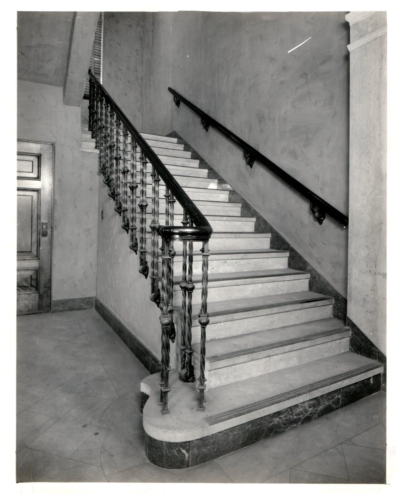 1920s Elegant Staircase with Wrought Iron Railing Vintage Photo 8x10 ...