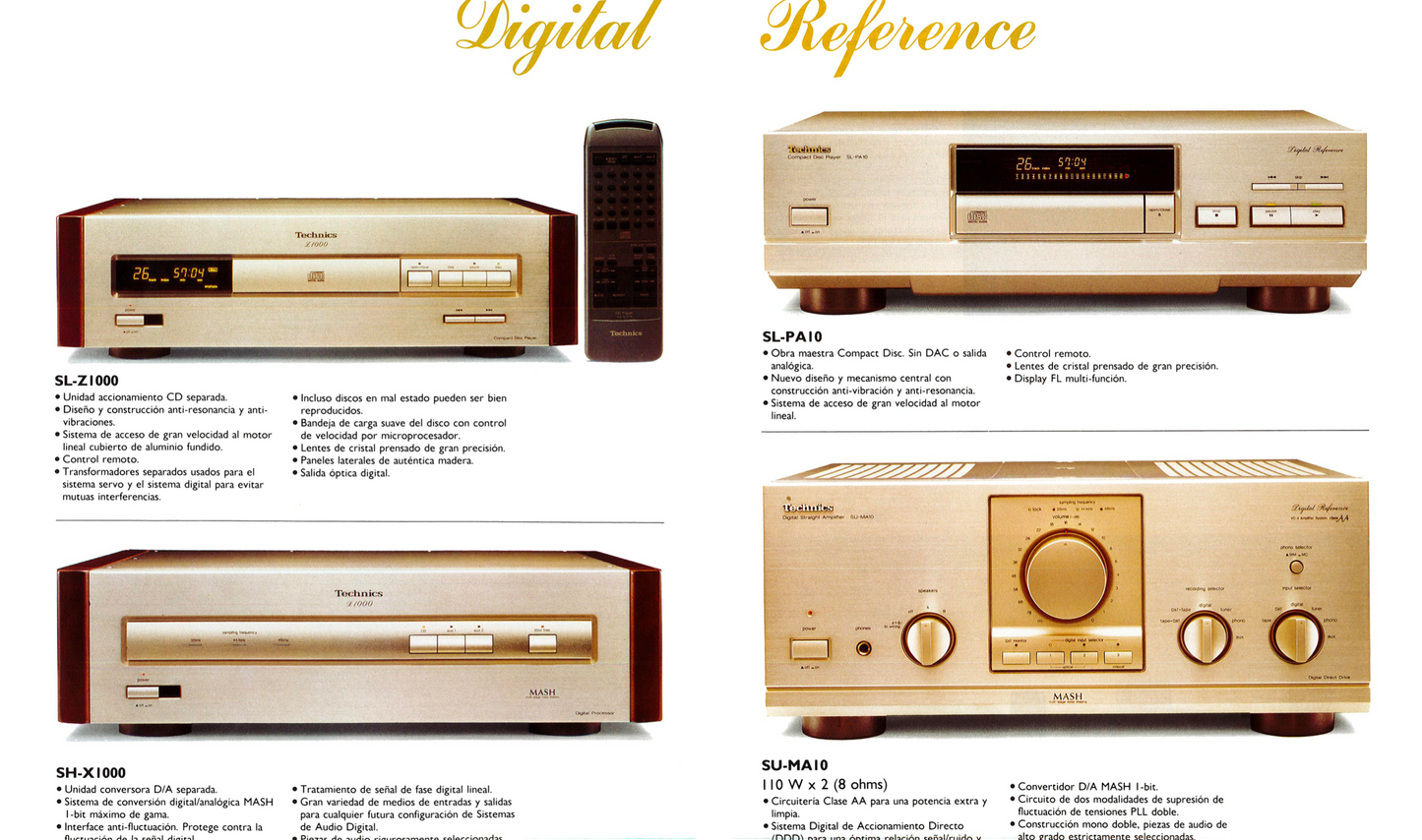 Technics Hifi Audio Brochure Receiver Amplifier 1991 1992 - SPANISH (P ...